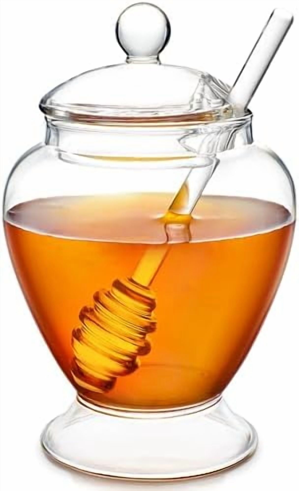 Pure Bliss Honey Jar with Dipper and Lid - Hand-crafted with Highly Hygienic, Non-Porous ...