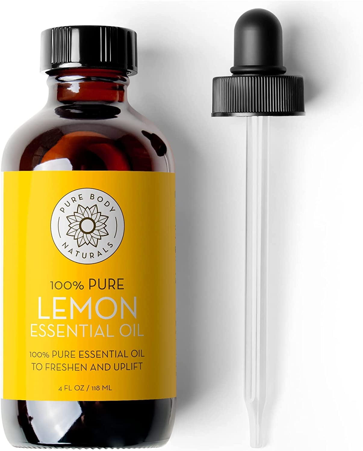 Pure Body Naturals 100% Pure Lemon Essential Oil for Diffuser, Laundry ...