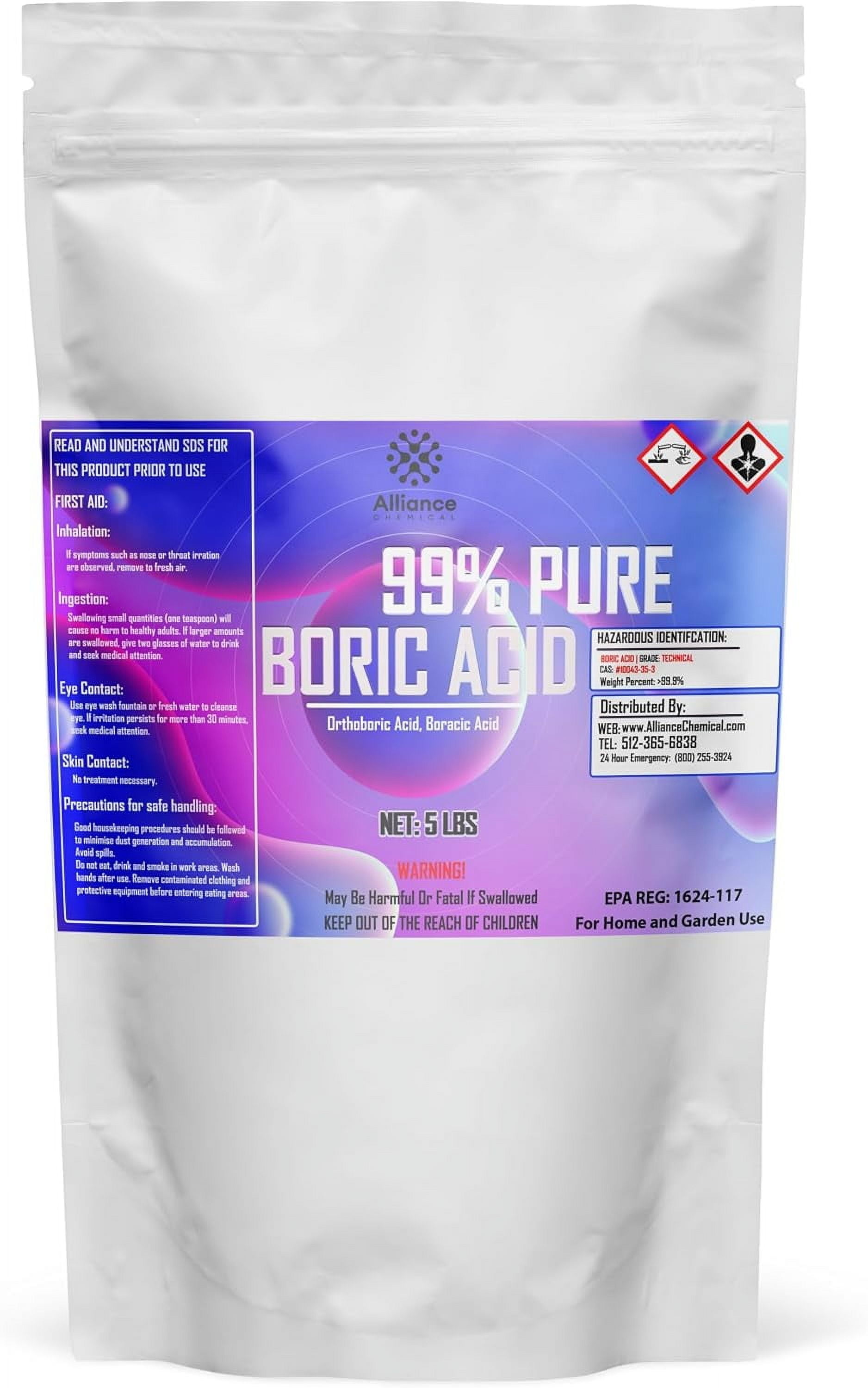 Pure Boric Acid Powder 99% - 5LB Bag - Uses: Medicinal, Home and Garden ...