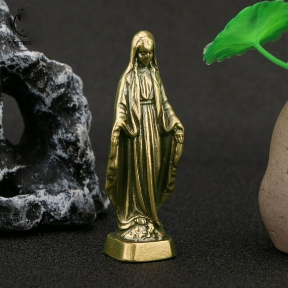 Pure Brass Blessed Virgin Mary Figurine Miniature Ornament Small Statue ...