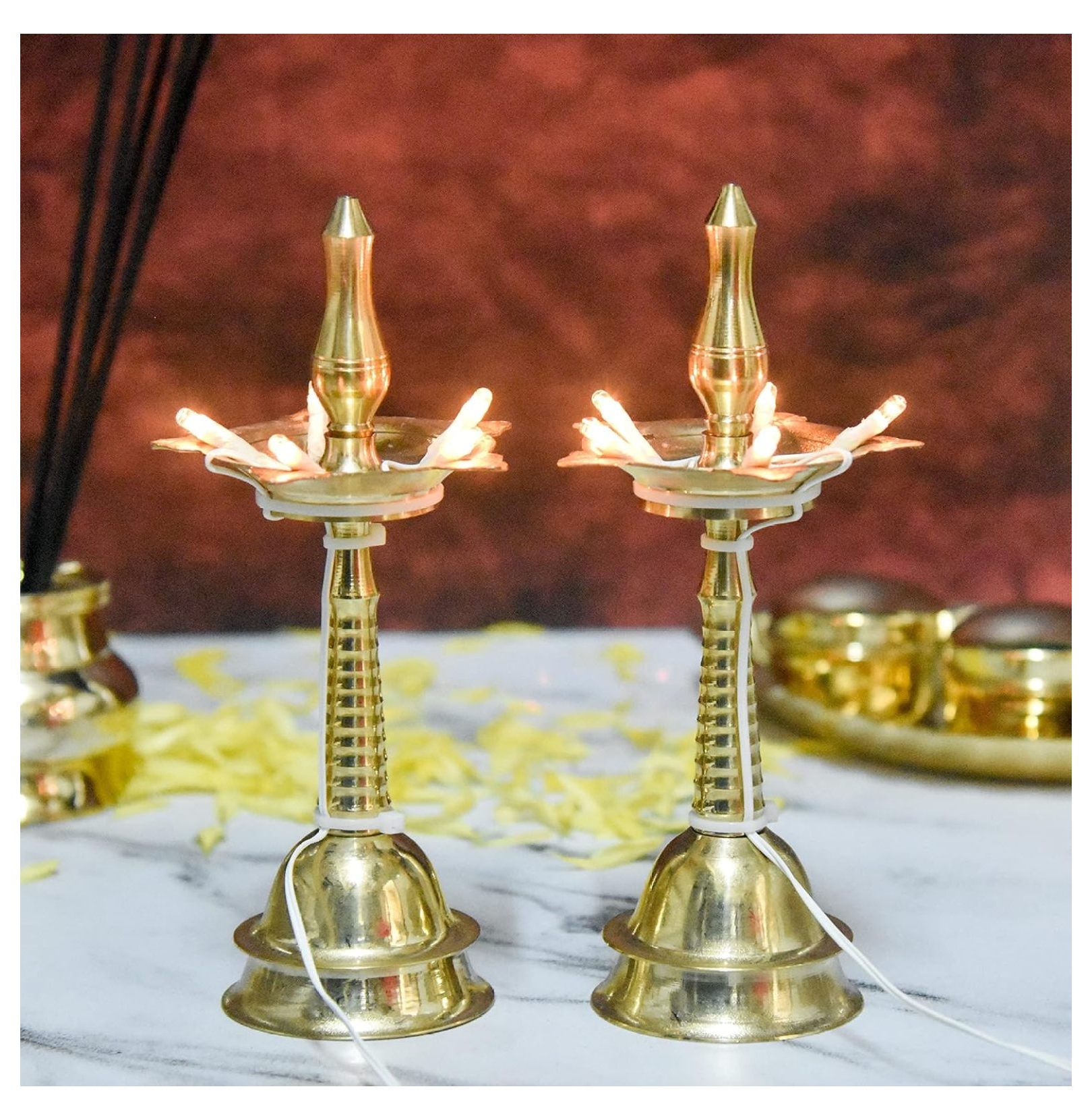 Pure Brass Electric Kerala Table Diya | Traditional Lighting Deepak ...