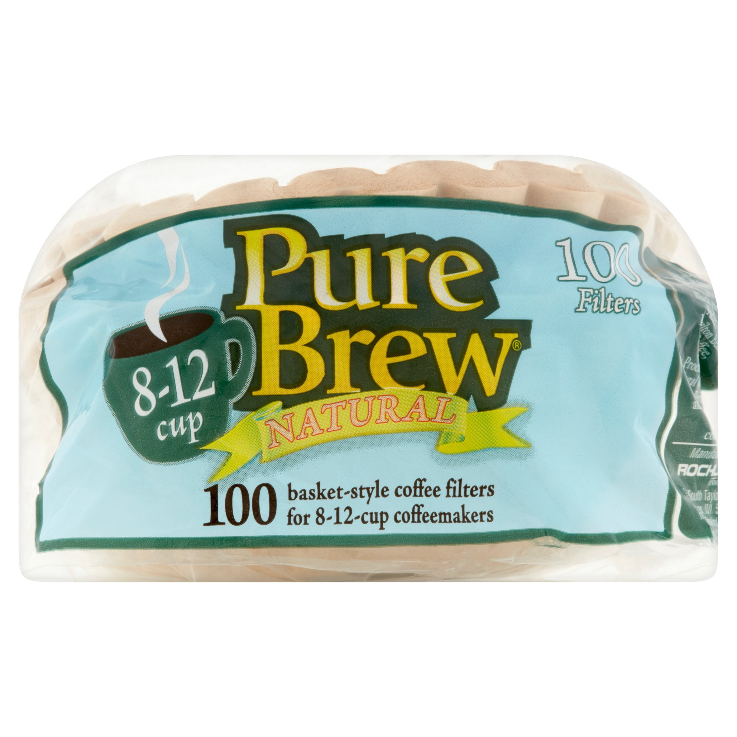 Pure Brew Natural 8-12 Cup Basket-Style Coffee Filters, 100 count ...