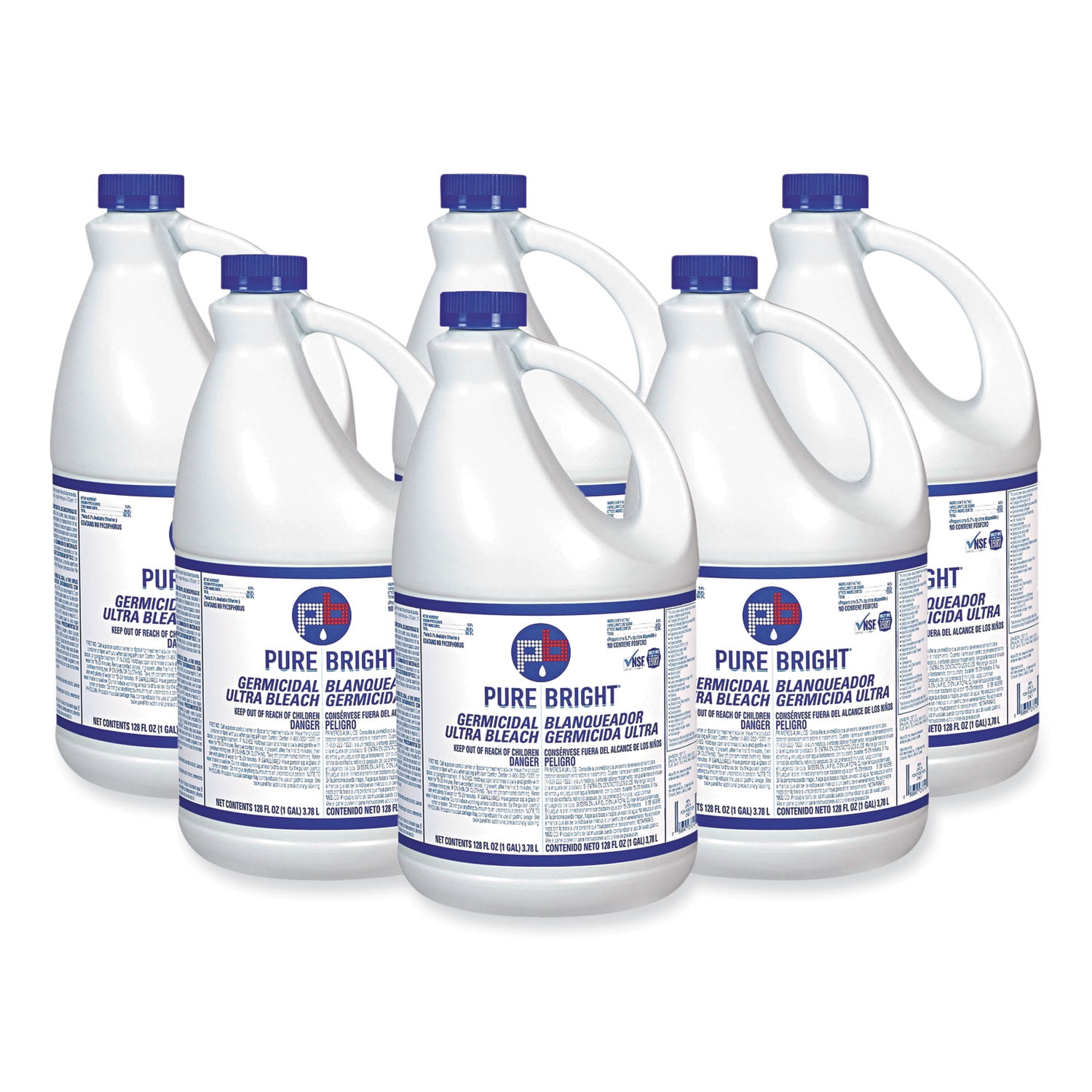 Pure Bright 1 Gallon Liquid Bleach, Chlorine Based, 6 Bottles Per Carton - Walmart.com