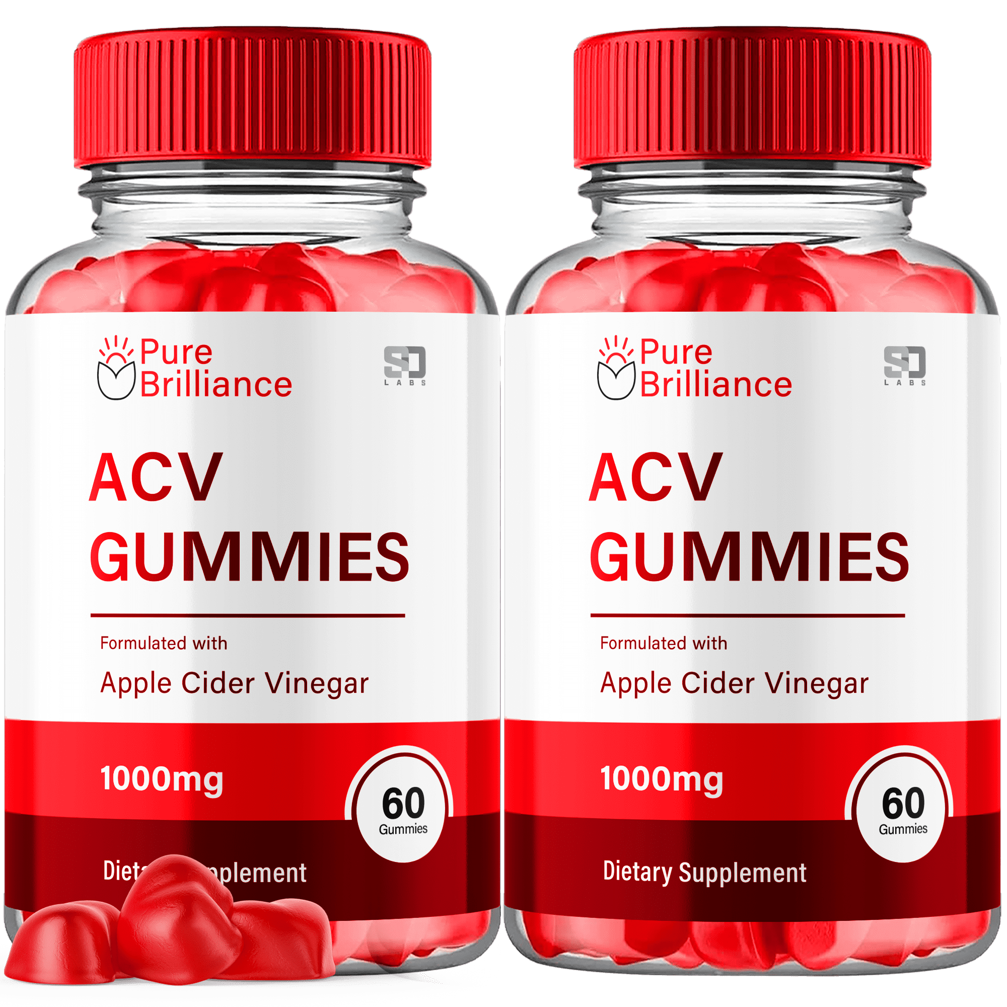 Pure Brilliance Apple Cider Vinegar Gummies 1000MG ACV Per Serving 2 ...