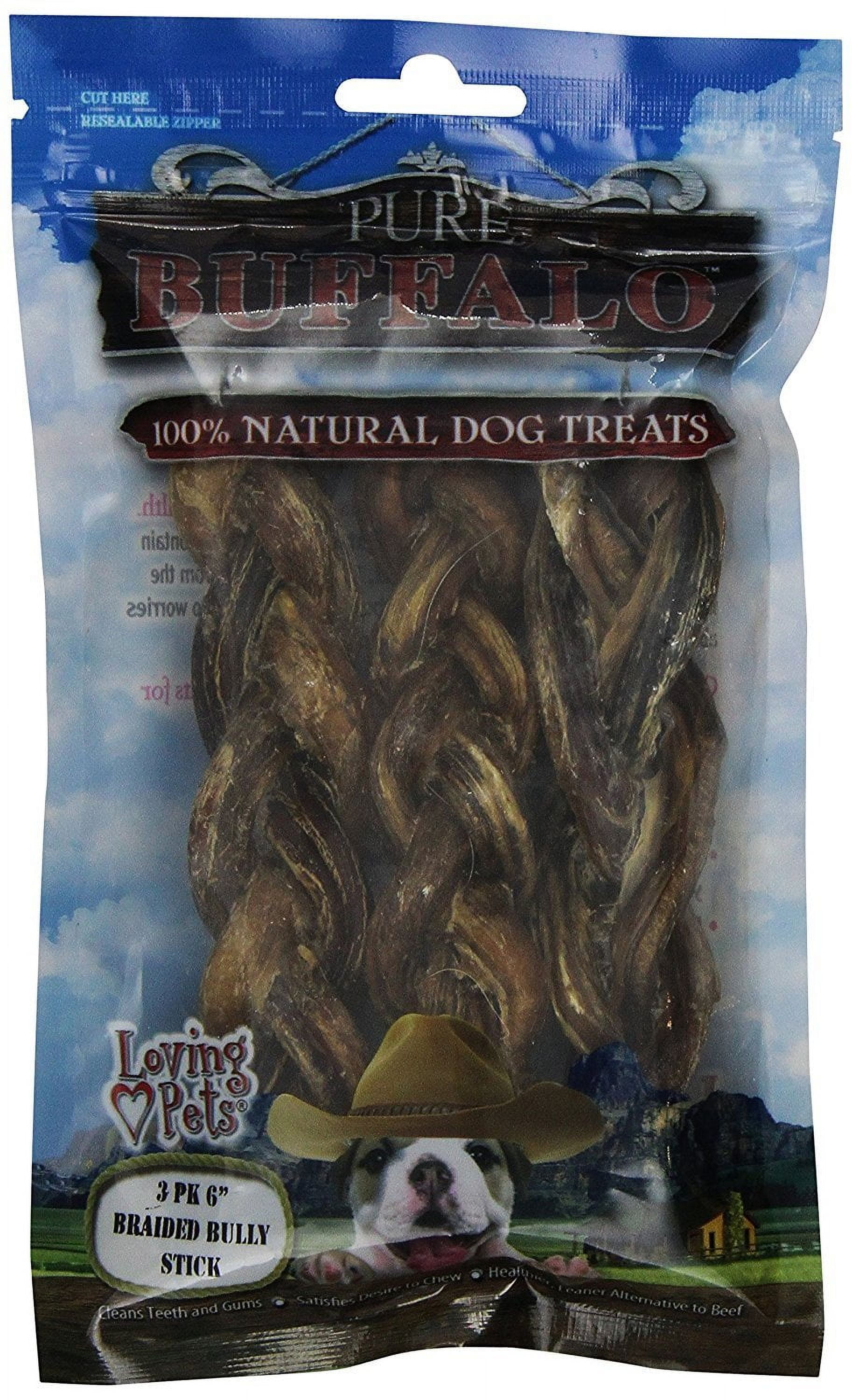 Pure Buffalo 6-Inch Braided Bully Stick Dog Treat, 3-Pack - Walmart.com