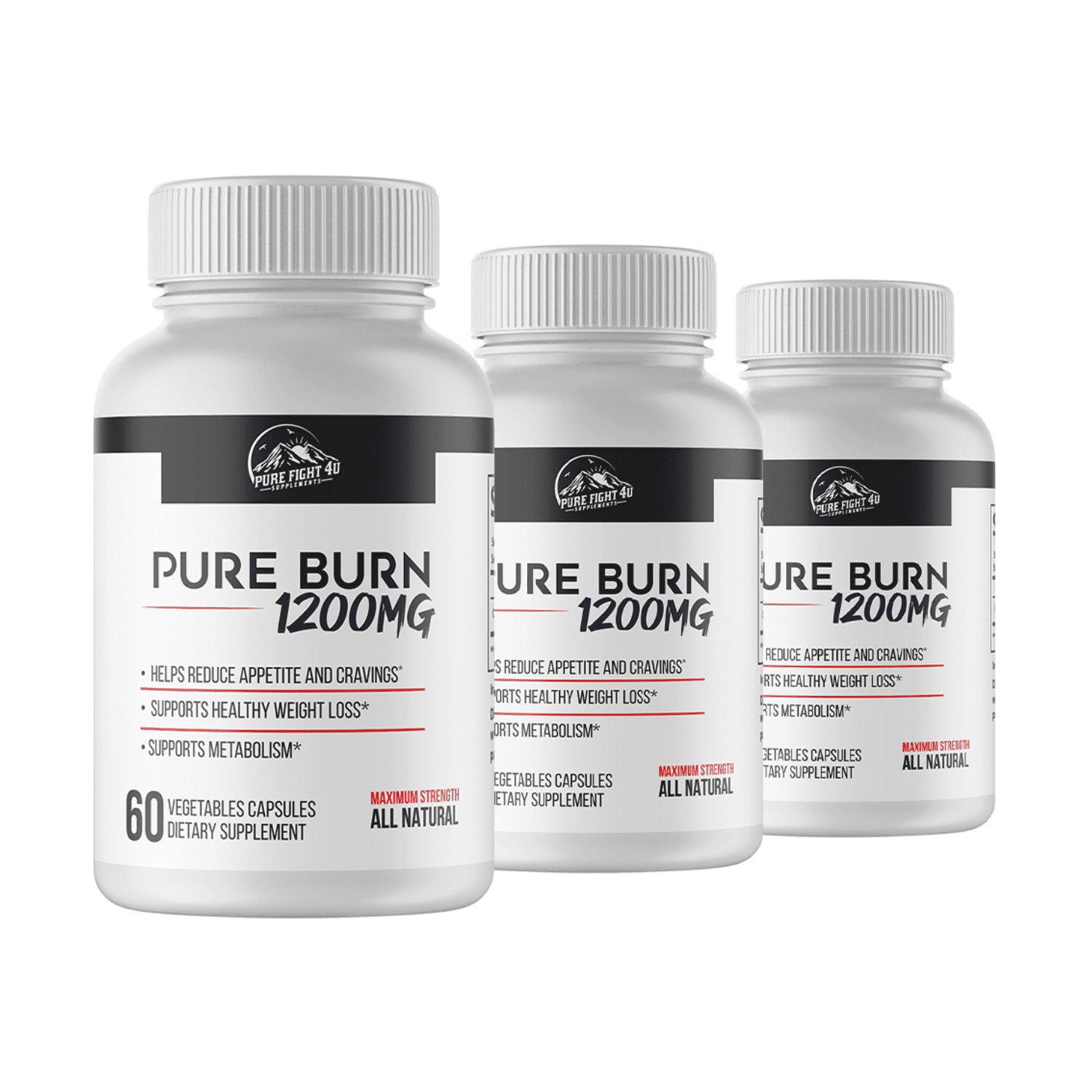 Pure Burn 1200mg Dietary Supplement - 3 Bottles 180 Capsules - Walmart.com