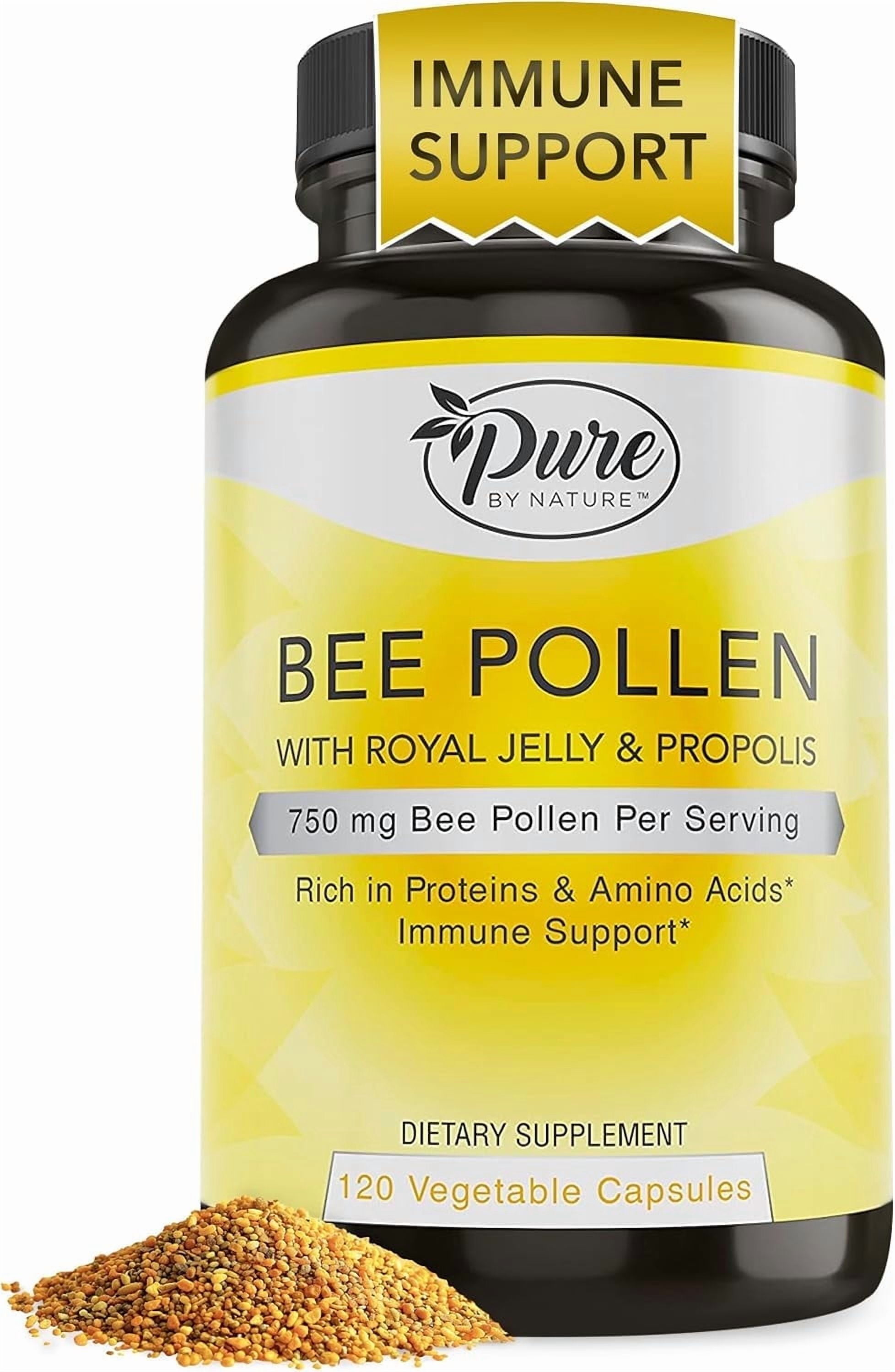 Pure By Nature Bee Pollen Supplement with Propolis & Royal Jelly for ...