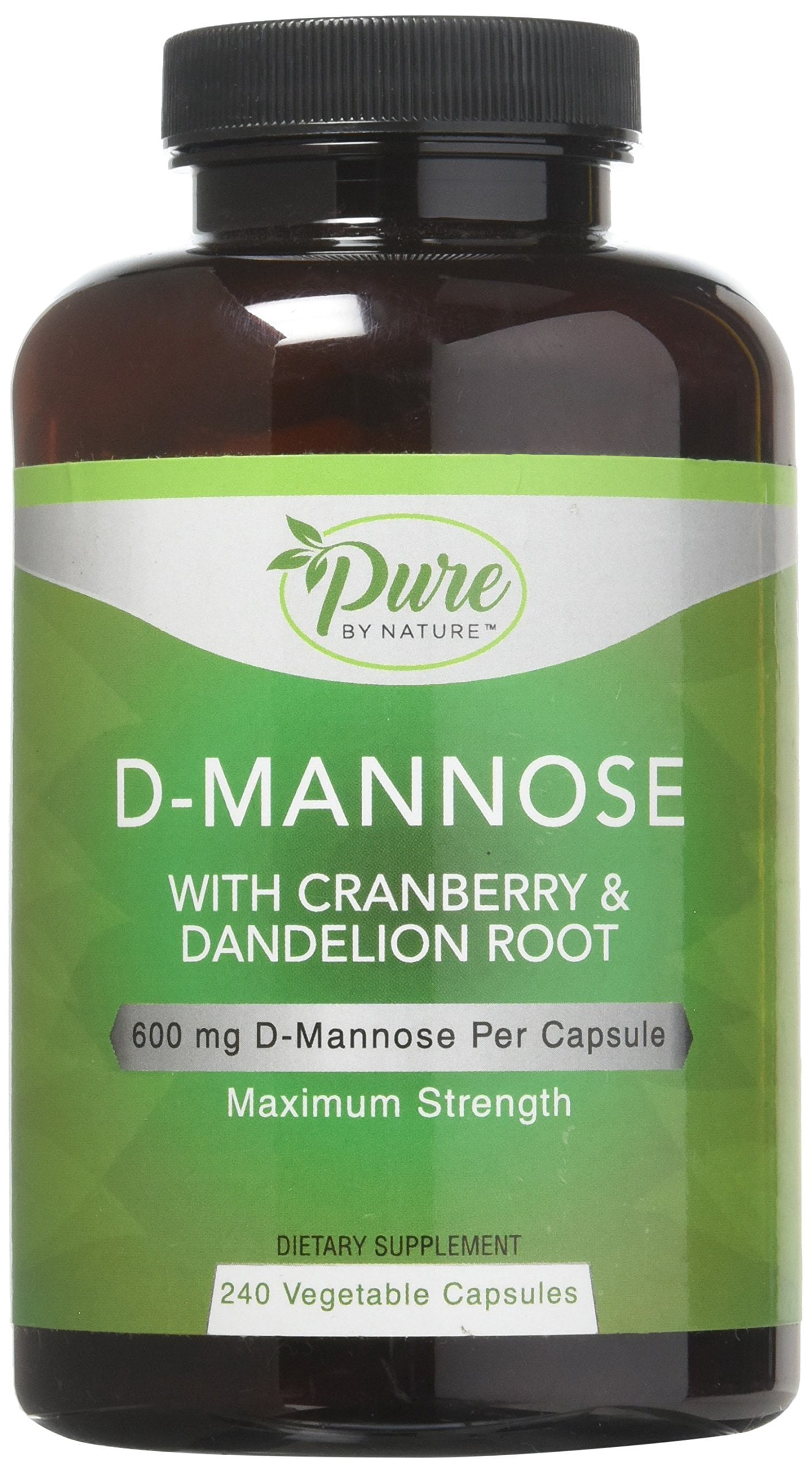 Pure By Nature D-Mannose with Cranberry and Dandelion Root Capsules ...
