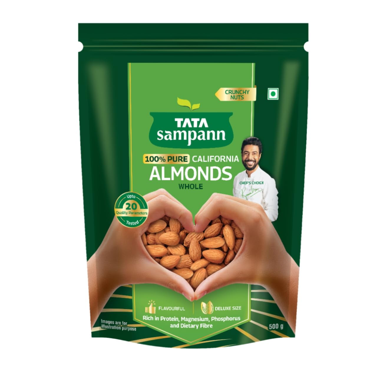 Pure California Almonds By Tata Sampann 500gm, | High In Fiber, Badam ...