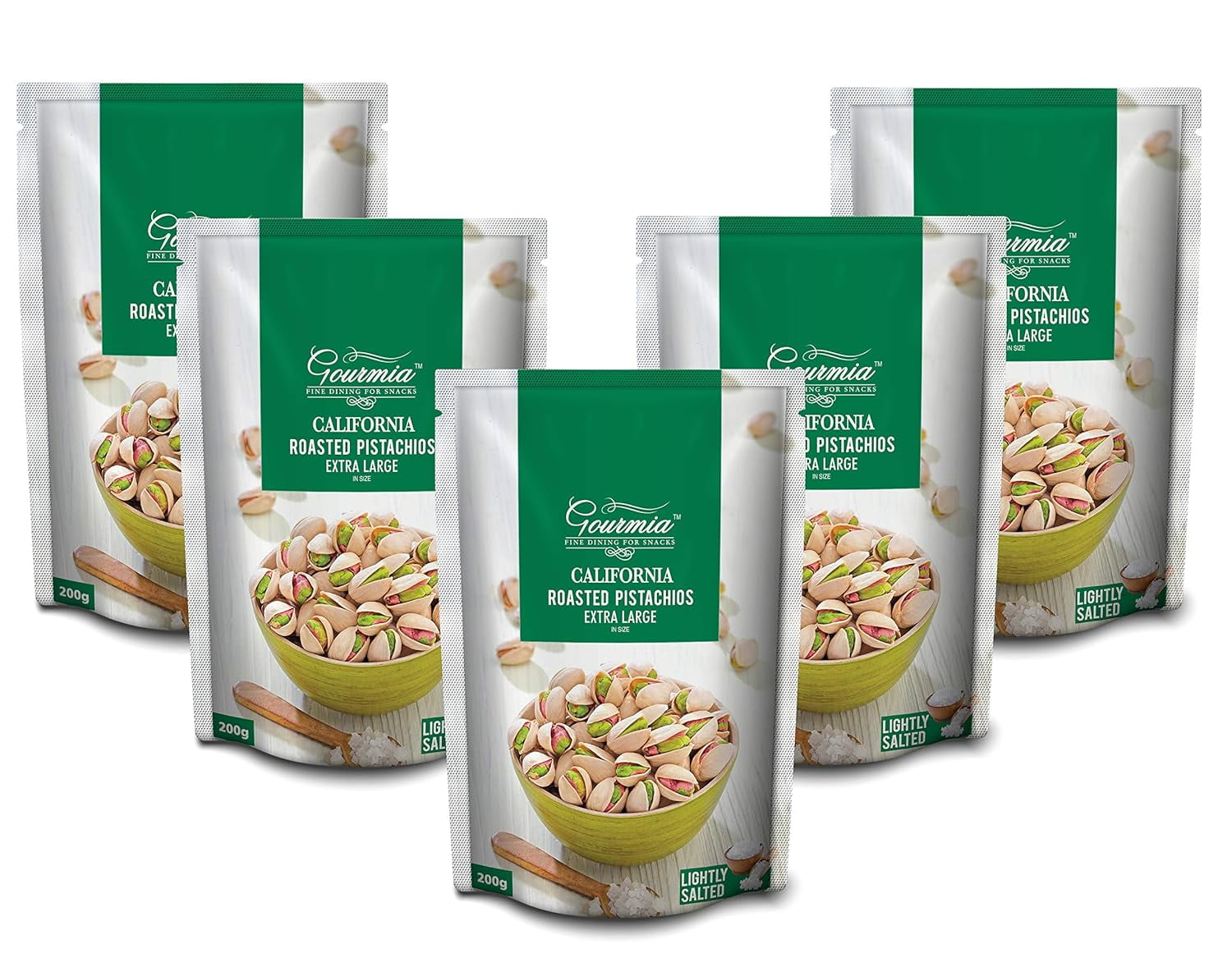 Pure California Roasted Pistachios By Gourmia 1kg, (200gm * Pack Of 5 ...