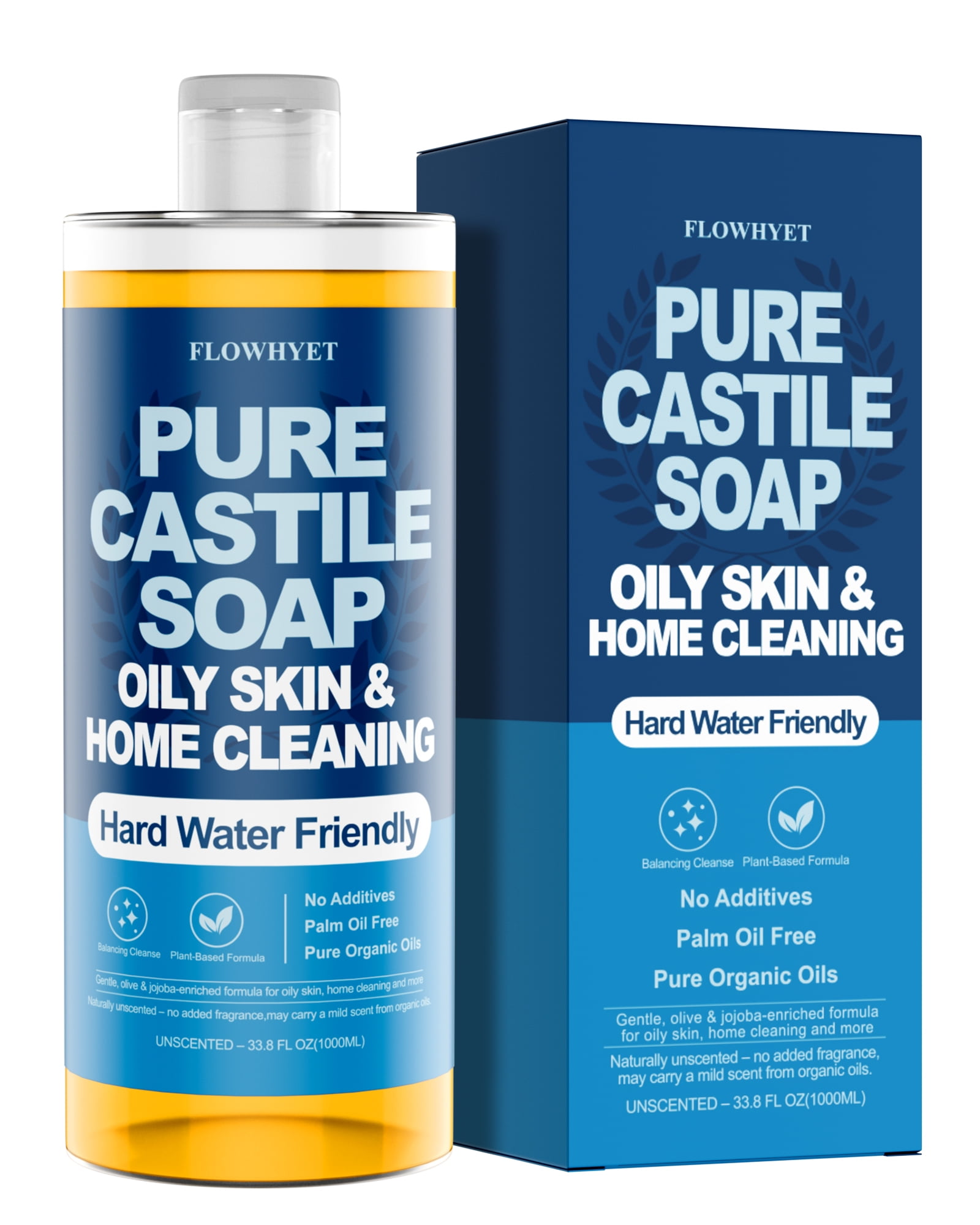 Pure Castile Soap Liquid Unscented 32 fl oz, Organic Body Wash，Bath ...