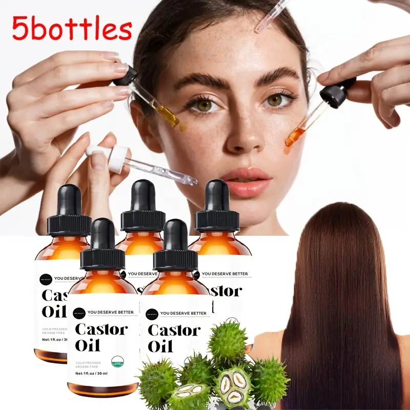 Pure Castor Oil, Cold Pressed, Hexane Free. Castor Oil For Hair, Care ...