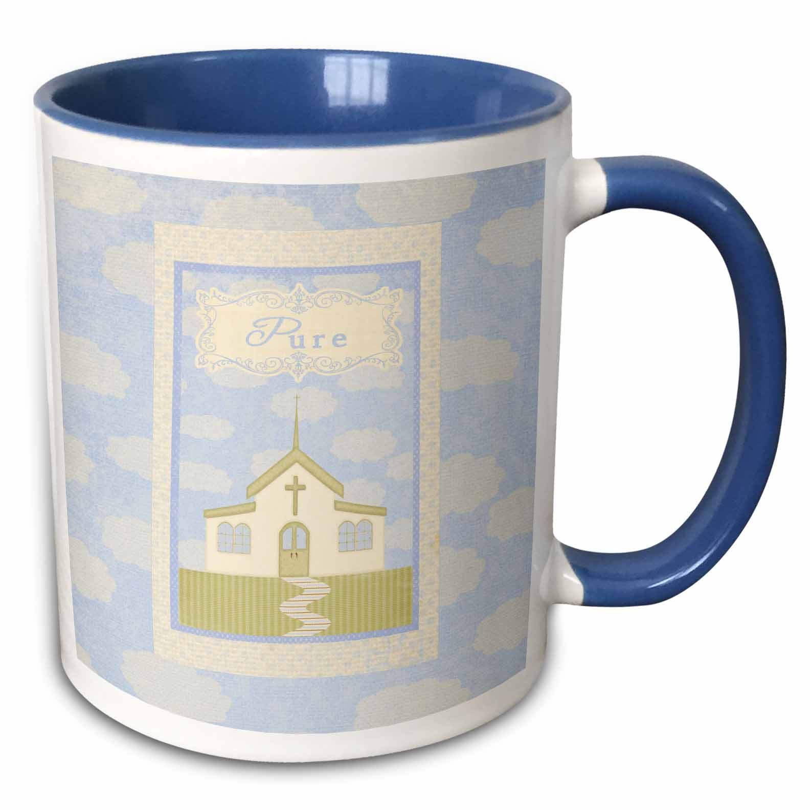 Pure Church with Clouds in Pastel Blue, Green, and Cream 15oz Two-Tone ...