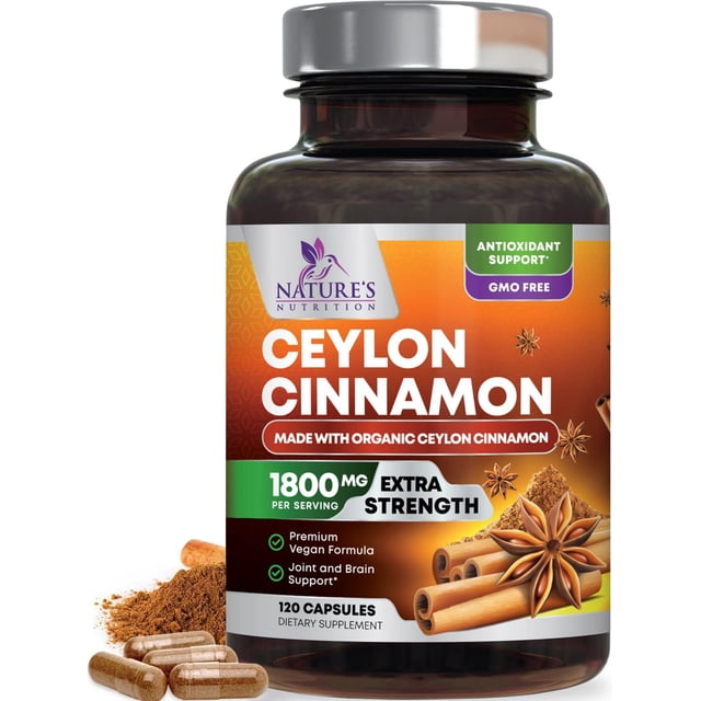 Pure Cinnamon Capsules, Certified Organic Ceylon Cinnamon Pills, Non ...