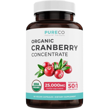 Pure Co USDA Organic Cranberry Concentrate (50:1) Powder - 500mg is ...