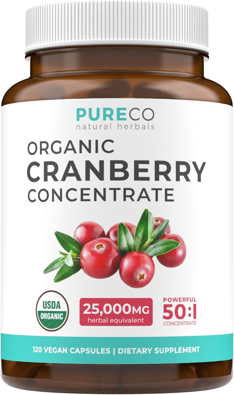 Pure Co 25,000mg Organic Cranberry Pills 50:1 Concentrate Kidney ...