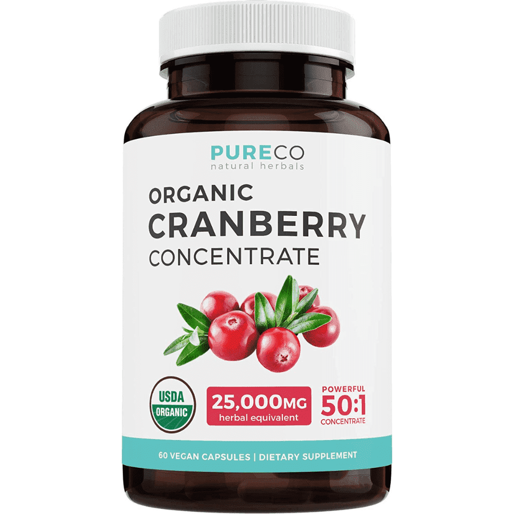 Pure Co Organic Cranberry Pills - 500mg, UTI Support & Kidney Cleanse ...