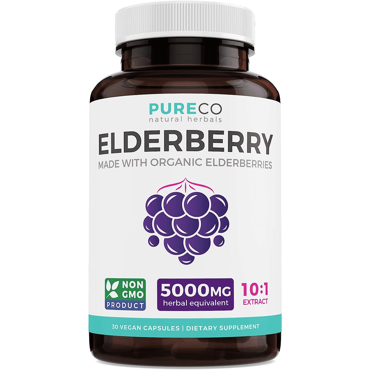 Pure Co Organic Elderberry Extract 10:1 (Non-GMO) Immune Support ...