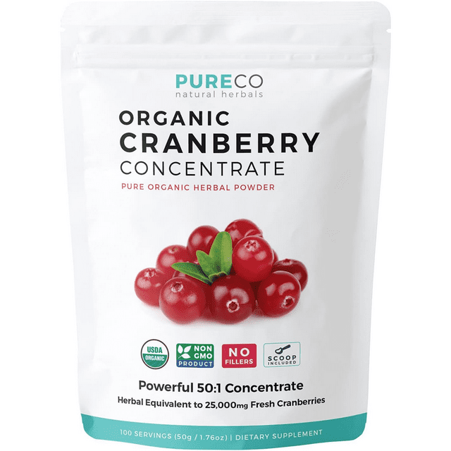 Pure Co Organic Cranberry Concentrate Powder - UTI & Kidney Support ...
