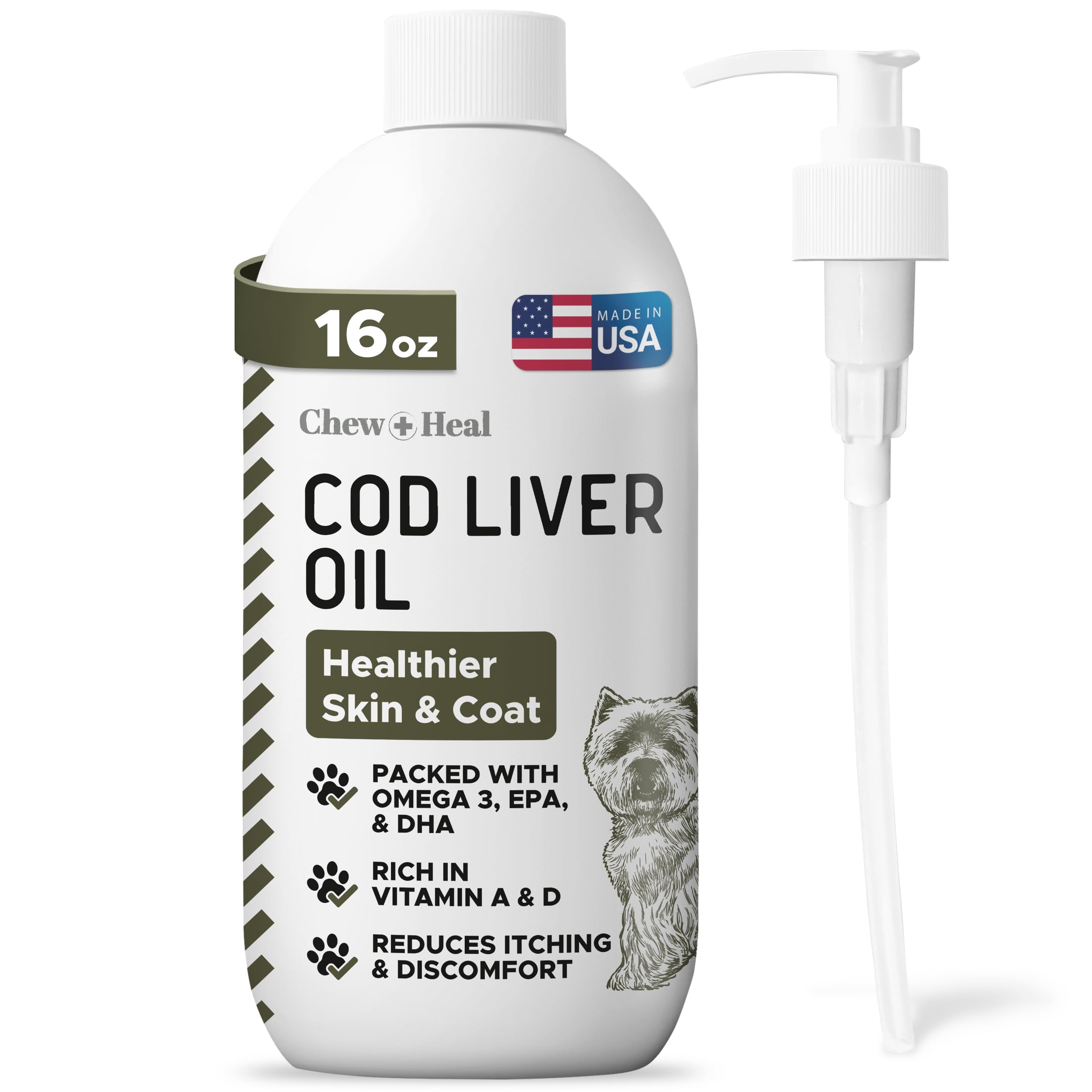 Pure Cod Liver Oil for Dogs - 16 oz - Contains Omega 3, Omega 6 ...