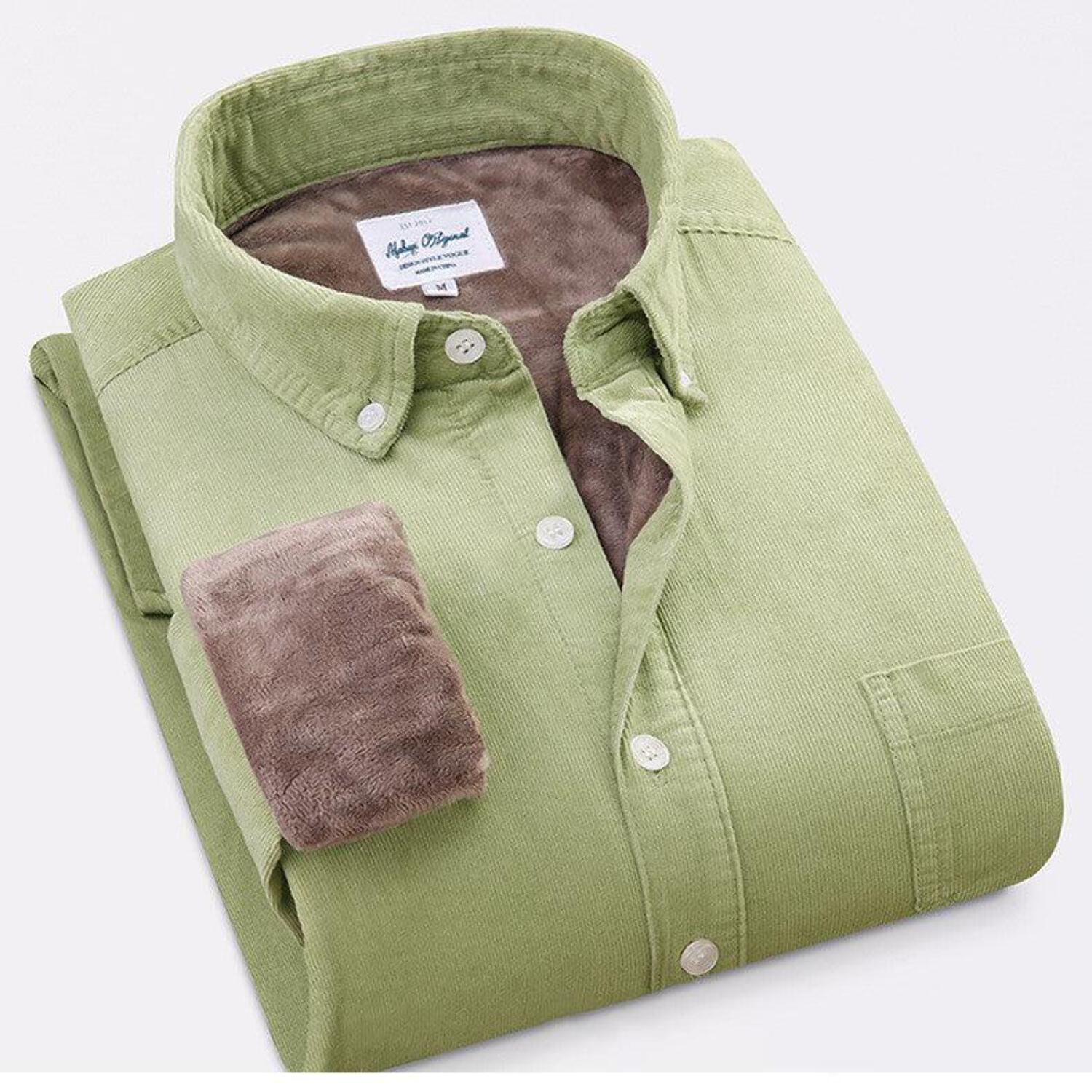 Pure Color Cotton Corduroy Warm Shirt Long Sleeve Men - Walmart.com