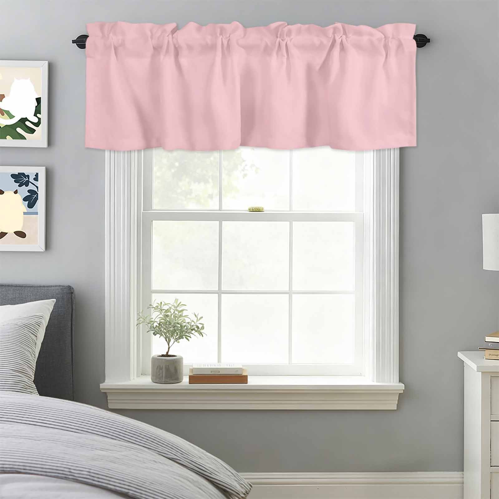 Pure Color Pink Valances for Windows,Rod Pocket Valance for Kitchen ...