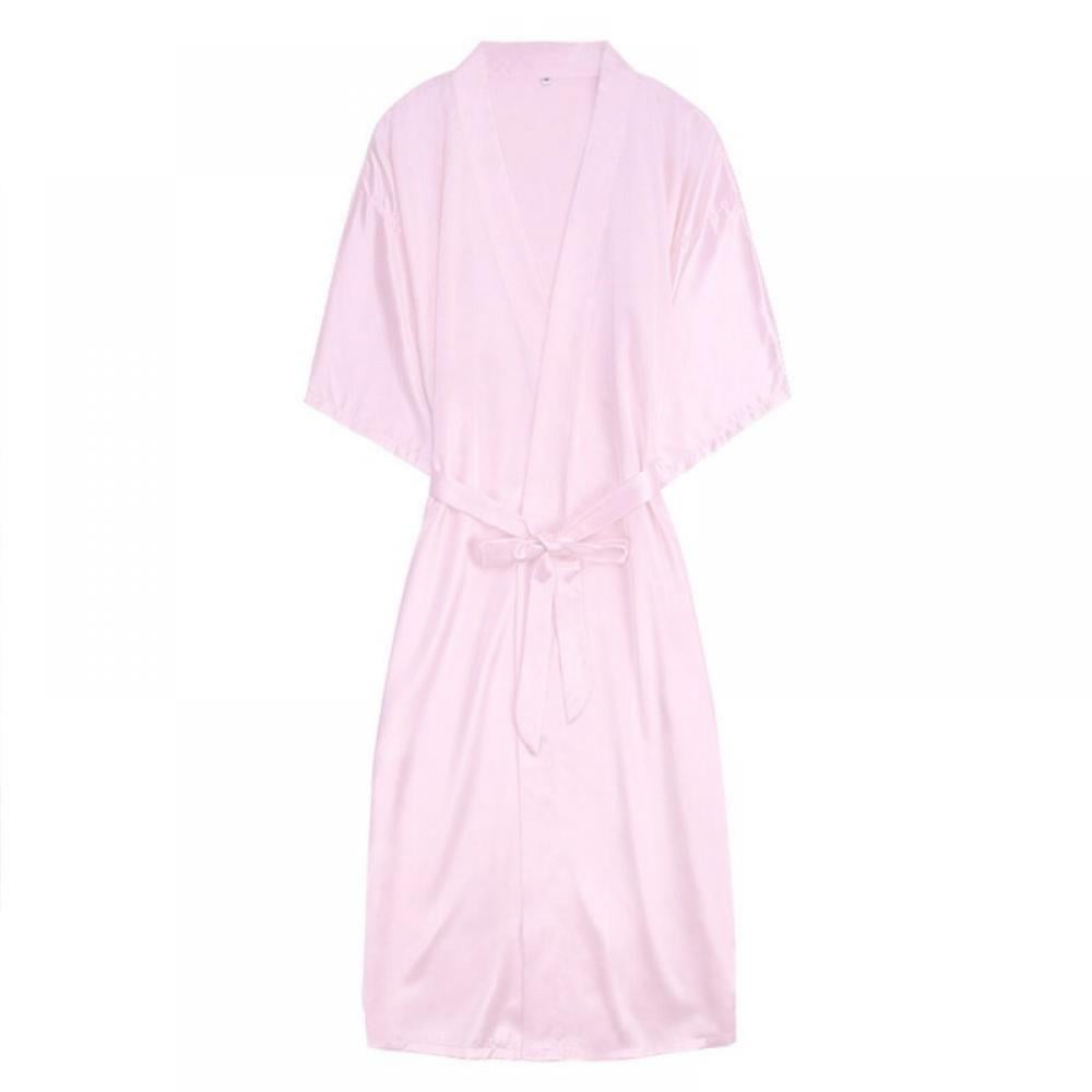 Pure Color Satin Bathrobe Silky Bride and Bridesmaid Robe for Women ...