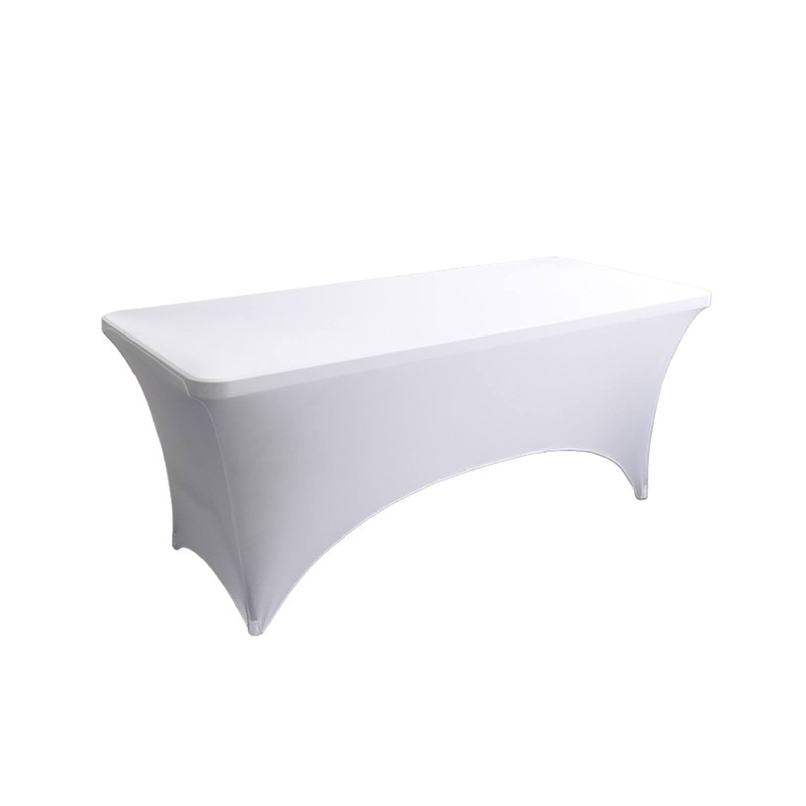 Pure Color Stretch Tablecloth (White 6Ft) With Leg Pocket Tablecloth ...