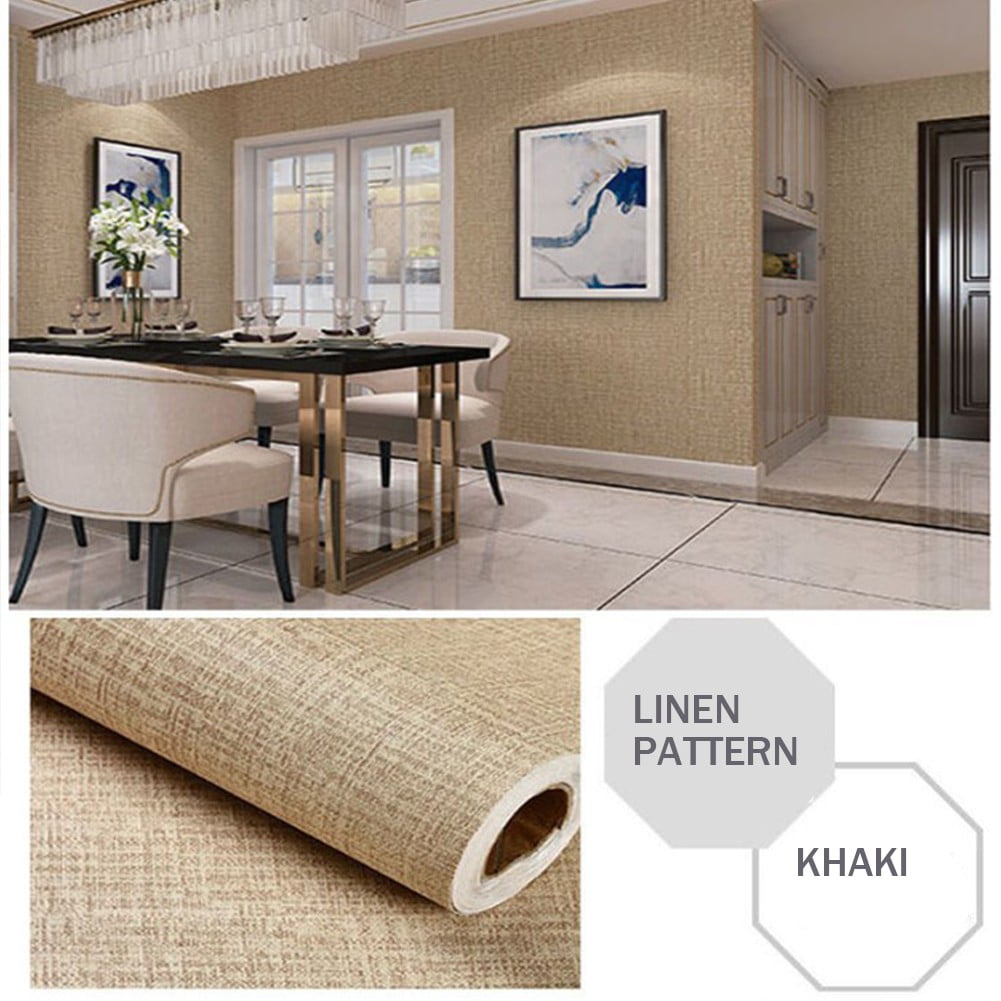 Pure Colour Linen Wall Sticker Removable Simple Natural Wall Decor ...