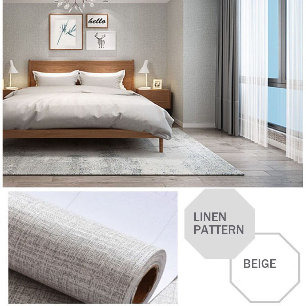 Pure Colour Linen Wall Sticker Removable Simple Natural Wall Decor ...
