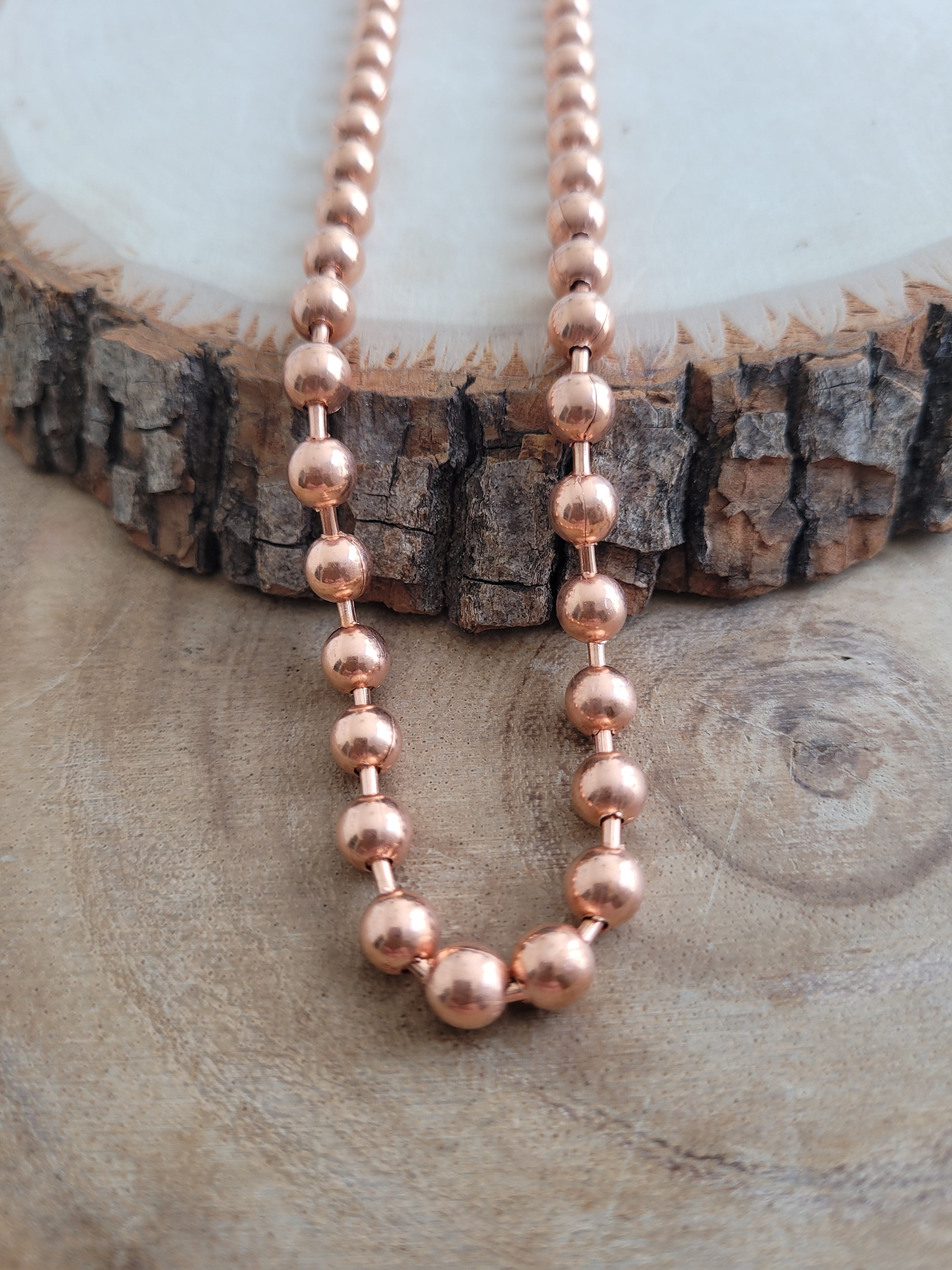Pure Copper 6mm Ball Chain Necklace Copper Arthritis Pain Relief Biker ...