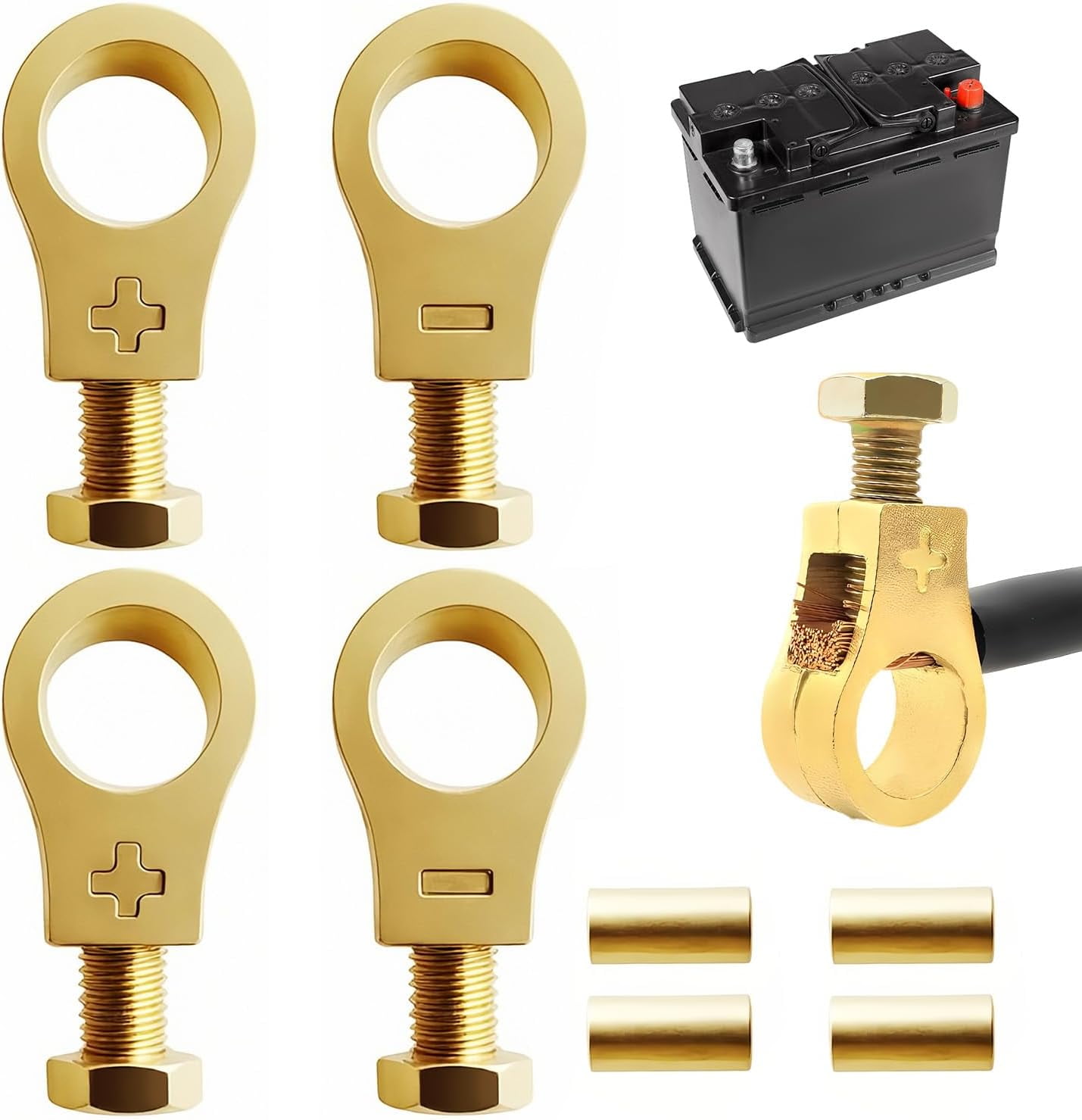Pure Copper Battery Connection Clip, 2025 New Car Brass Battery Terminal Connectors Kit ...