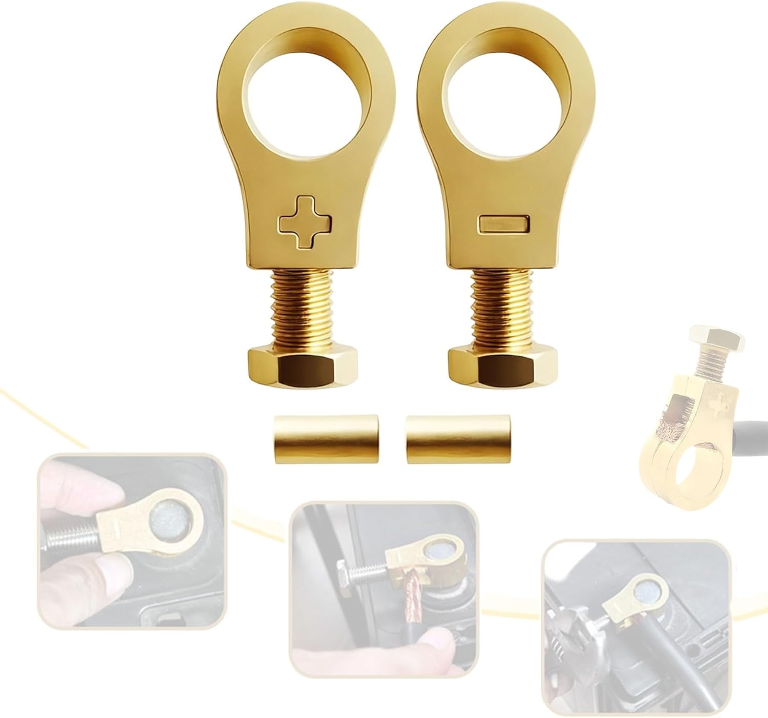 Pure Copper Battery Connection Clip, Negative And Positive Car Battery Cable Terminal, Car Brass ...