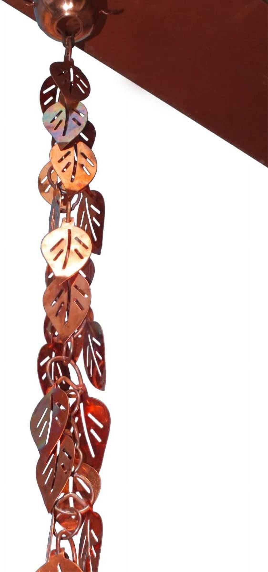 Pure Copper Cascading Leaves Rain Chain, 8.5 Ft Decorative Rain Catcher ...