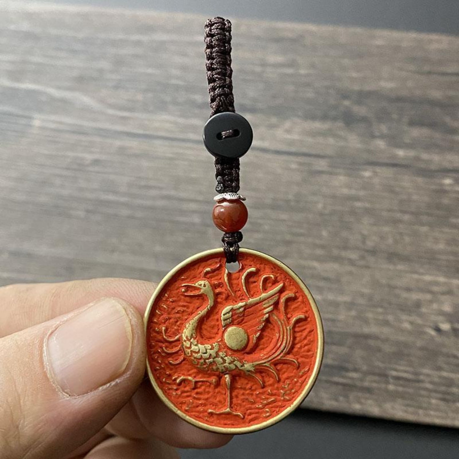 Pure Copper Cinnabar Five Element Fire Pendant Necklace Taoist Amulet Spiritual Jewelry Unisex ...