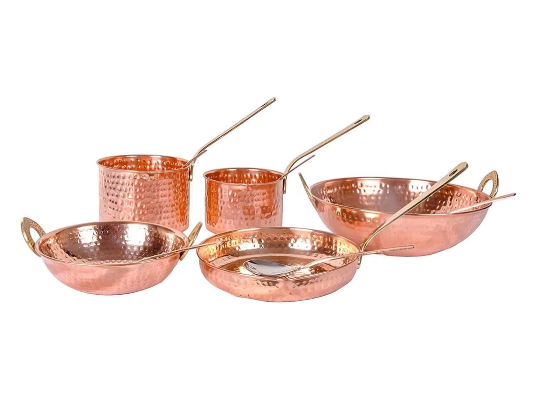 Pure Copper Cookware Set 10 Piece Set (Copper Sauce Pan Set | Copper ...