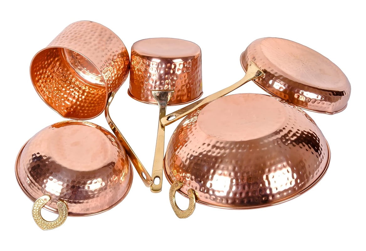 Pure Copper Cookware Set 5 Piece Set (Copper Sauce Pan Set | Copper ...