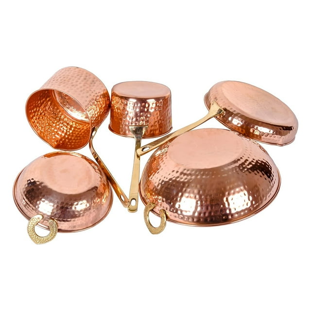 Pure Copper Cookware Set 5 Piece Set (Copper Sauce Pan Set | Copper ...