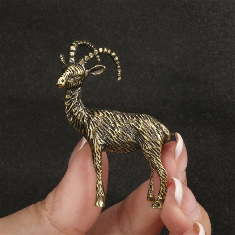 Pure Copper Goat Trinket Antique Copper Zodiac Goat Mini Figurine ...
