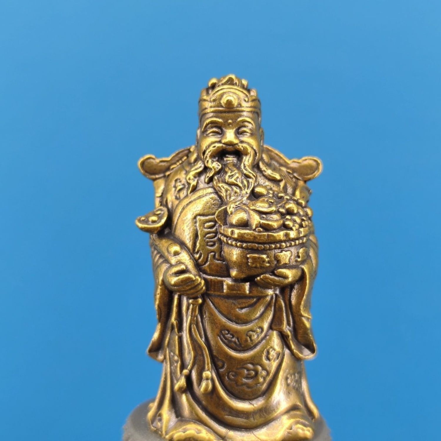 Pure Copper God of Wealth Statue Feng Shui Home Decor Offering Figurine ...
