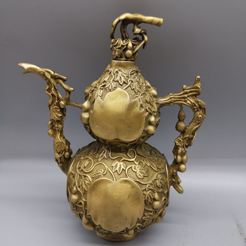 Pure Copper Gourd Handle Pot Antique Bronze Ware Collection - Walmart.com