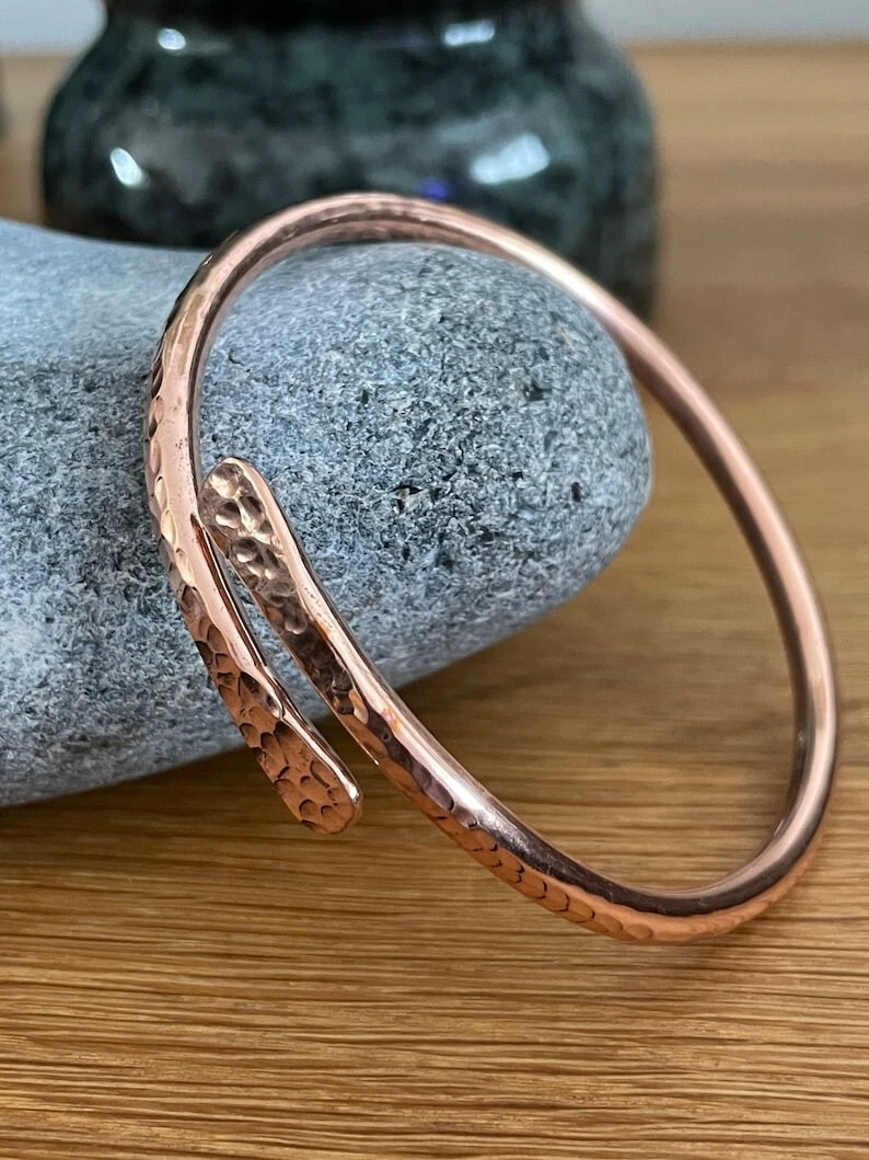 Pure Copper Hammered Cuff Copper Wire Hammered Overlap Copper Cuff ...