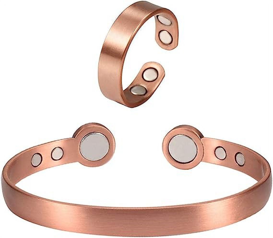 Pure Copper Jewelry Sets with Big Magnets, 7.1" Magnetic Copper Bangles ...