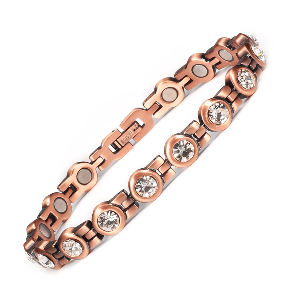 Pure Copper Magnetic Bracelets for Women, Cubic Zirconia Bracelets ...