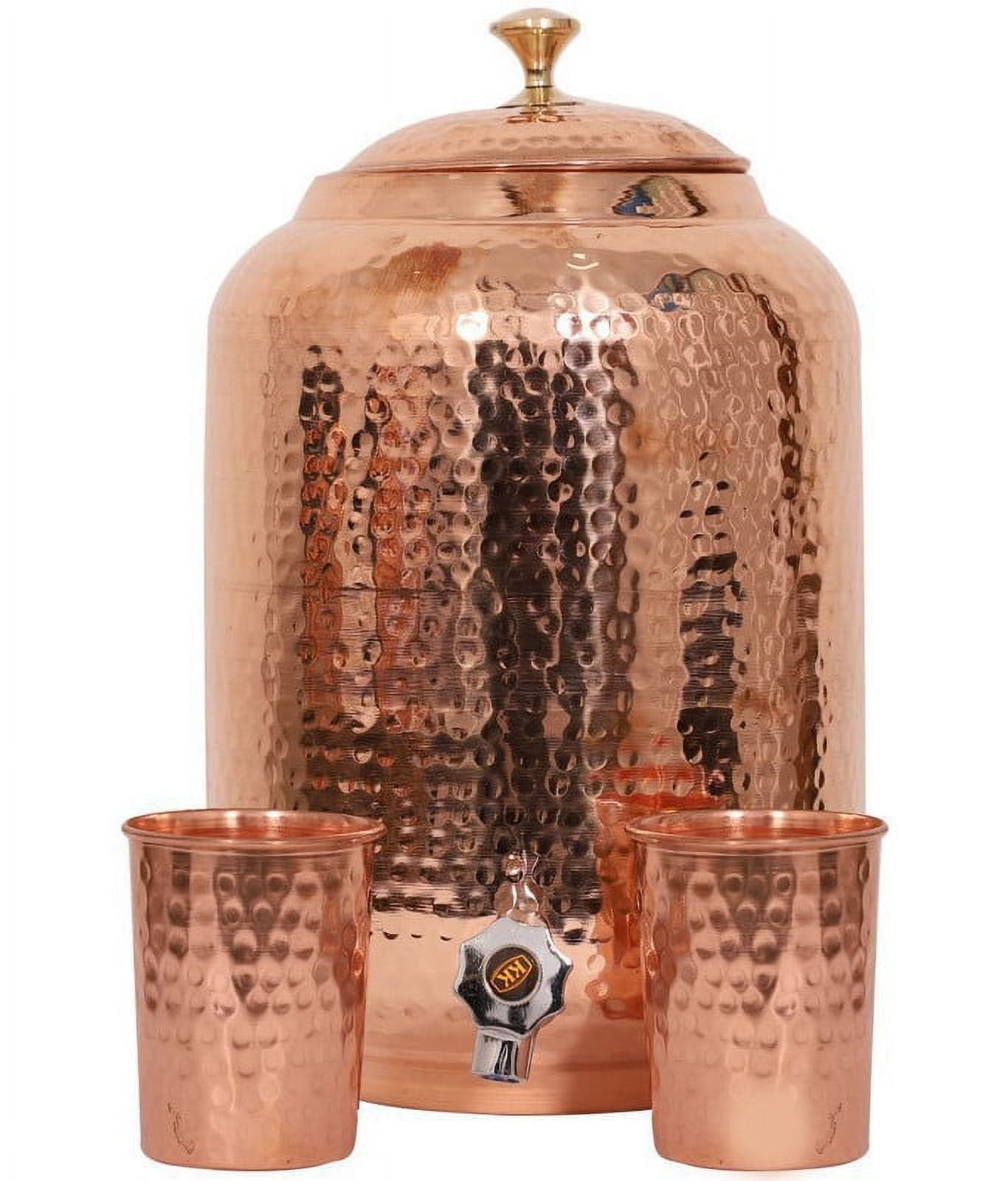 Pure Copper Vessel Tank Pot Matka 8 Liter Hammered Copper Water ...