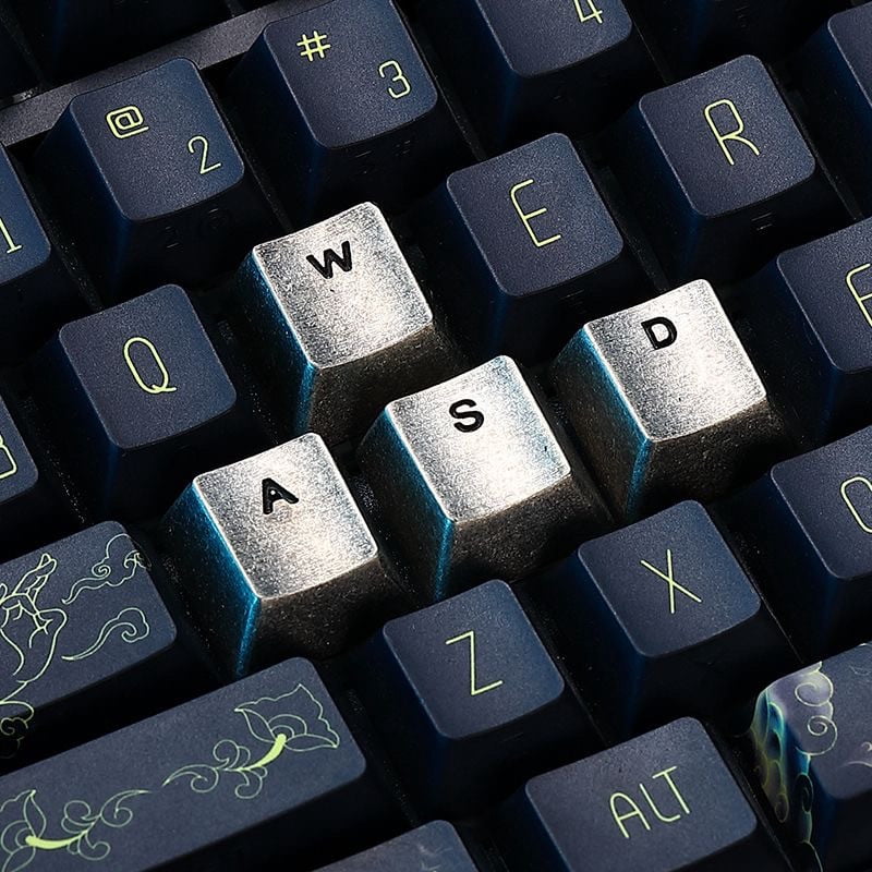 Pure Copper WASD Keycaps Set, Cherry Profile Thick Metal Artisan Keys ...