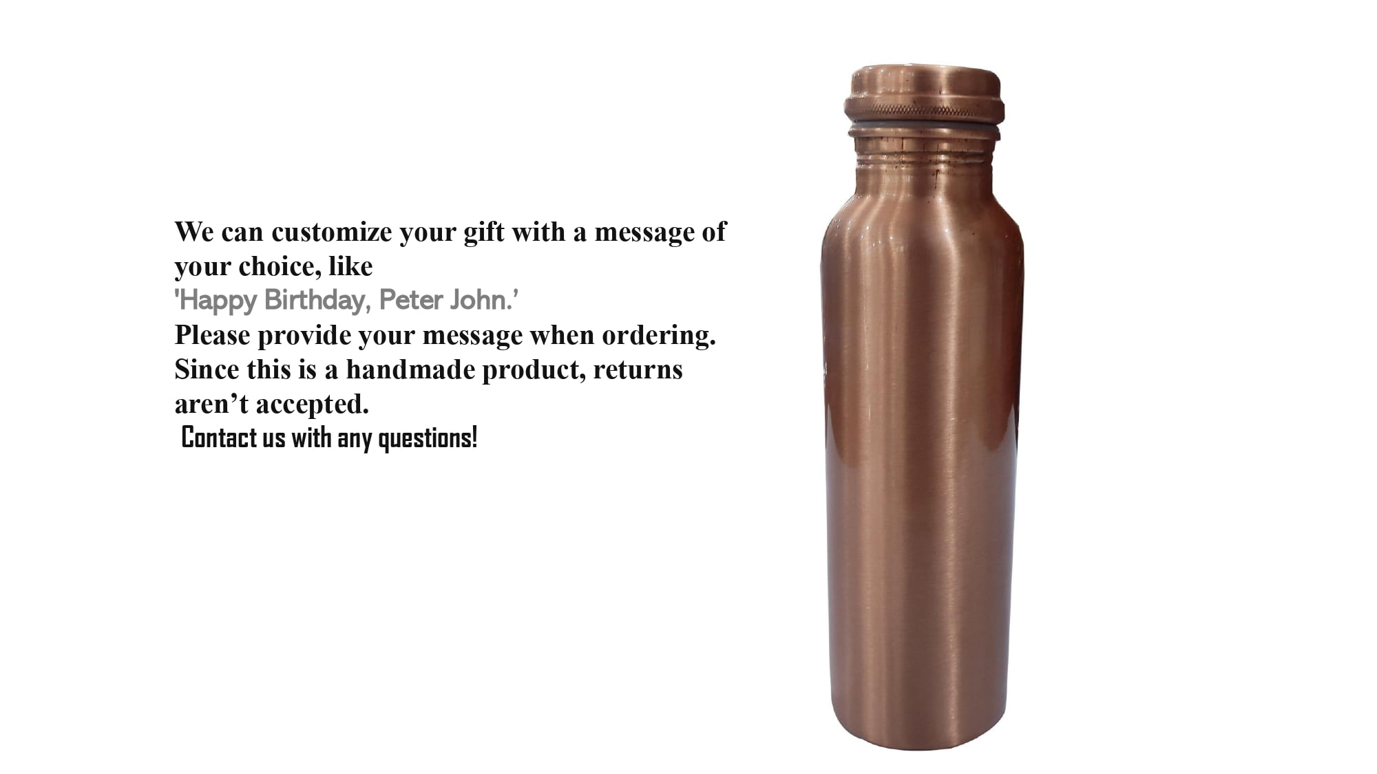 Pure Copper Water Bottle for Drinking,Large Handcrafted Ayurvedic ...