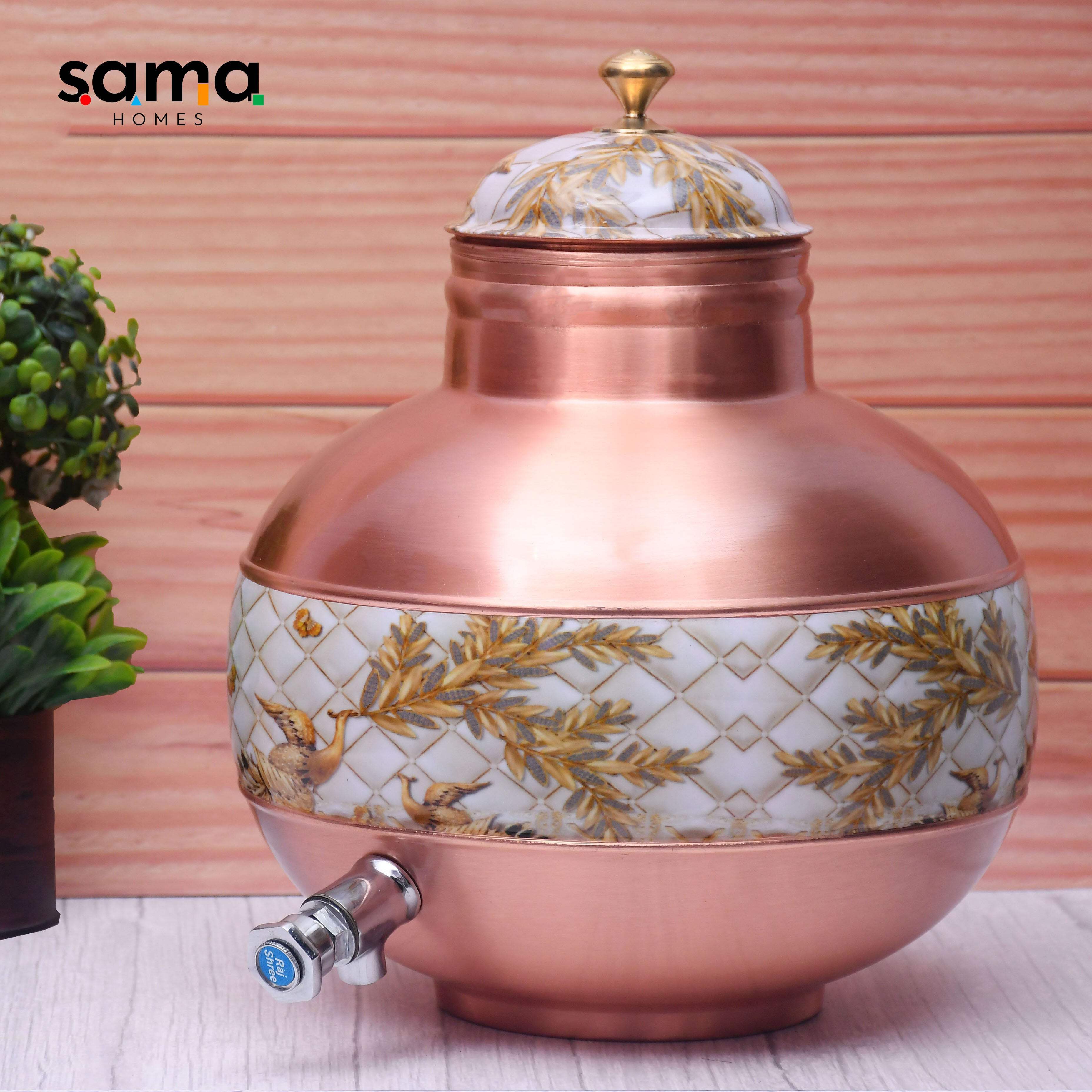 Pure Copper Water Dispenser Half Enamel Ghada/Pot Water Dispenser ...