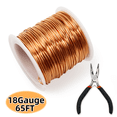 Pure Copper Wire 18 Gauge/1mm Diameter 65FT Copper Wire Beading Wire ...