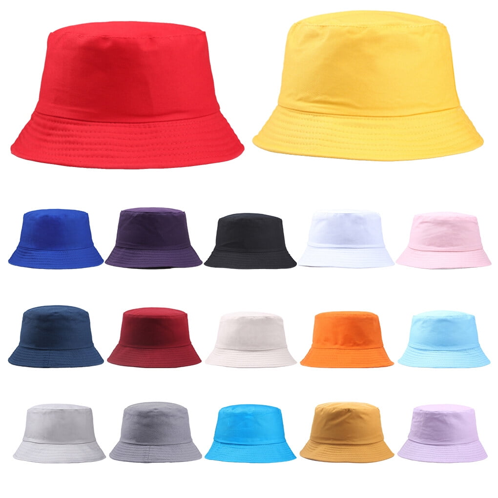 Pure Cotton Fishermen Caps Bucket Hat Solid Color Headwear Cap ...